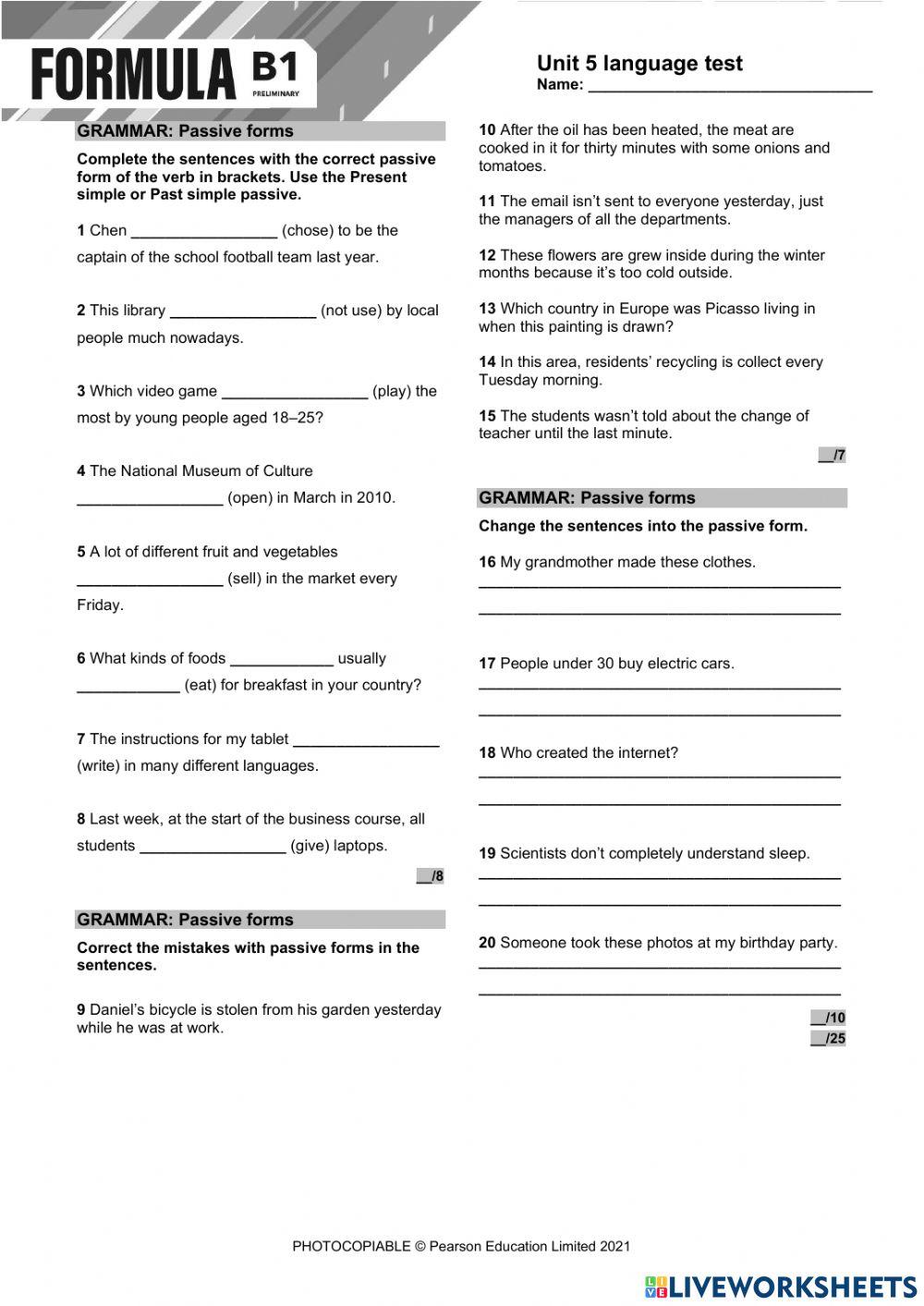 Formula B1 Unit… | Free Interactive Worksheets | 6988673