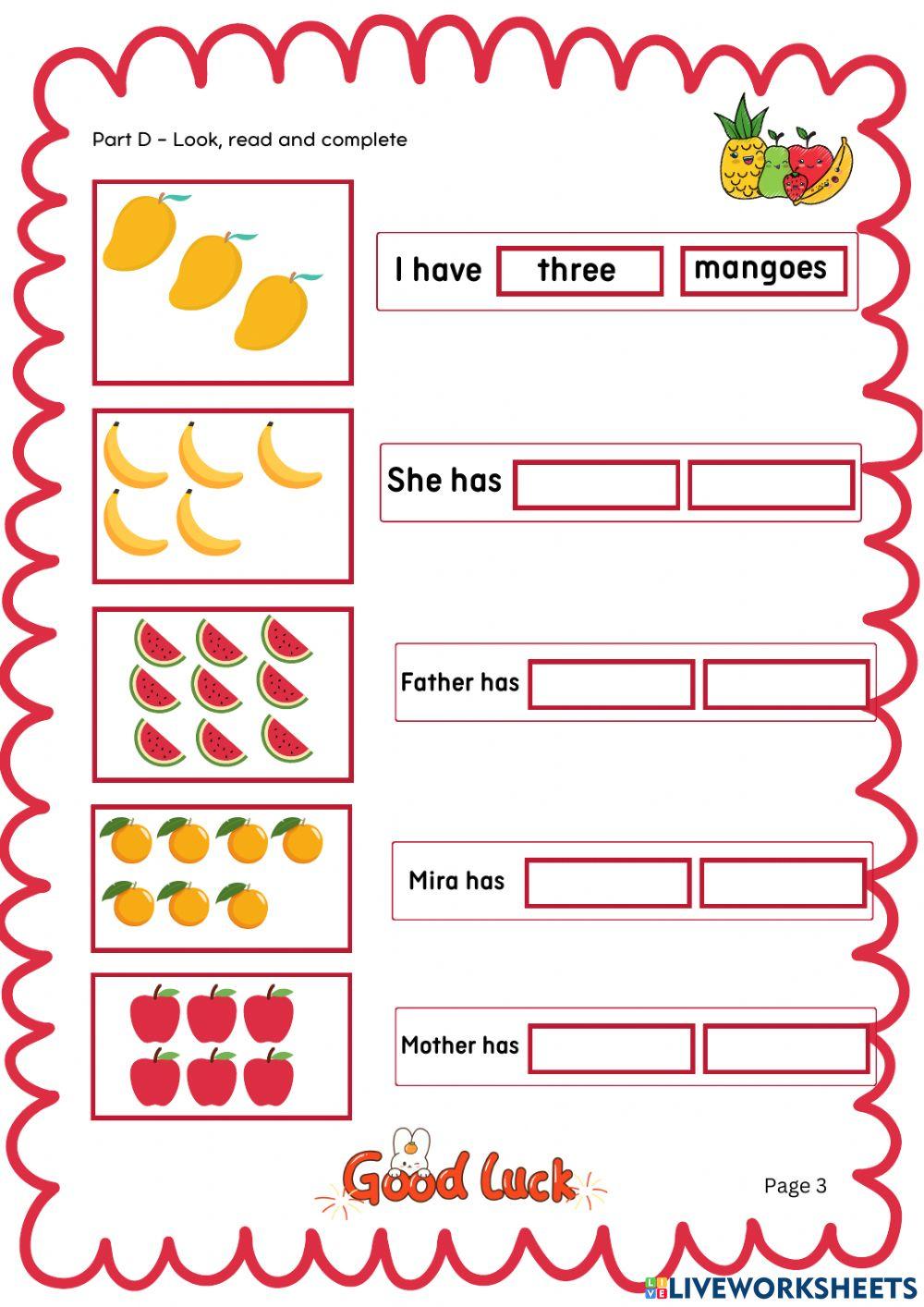 She has some fruits. 0821 | octavia | Live Worksheets