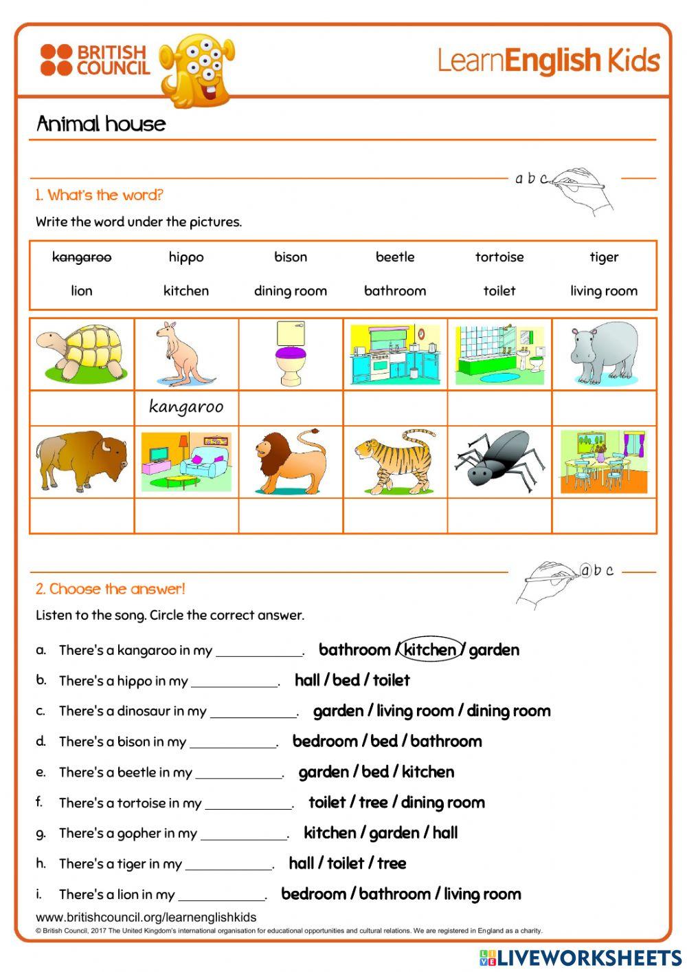 Animal house online exercise for | Live Worksheets