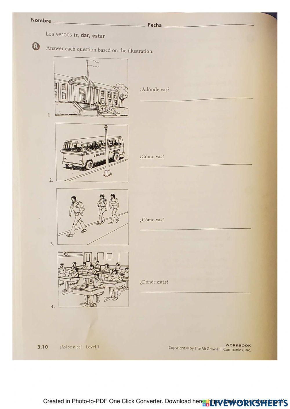 Ir,dar, estar verbs online exercise for | Live Worksheets