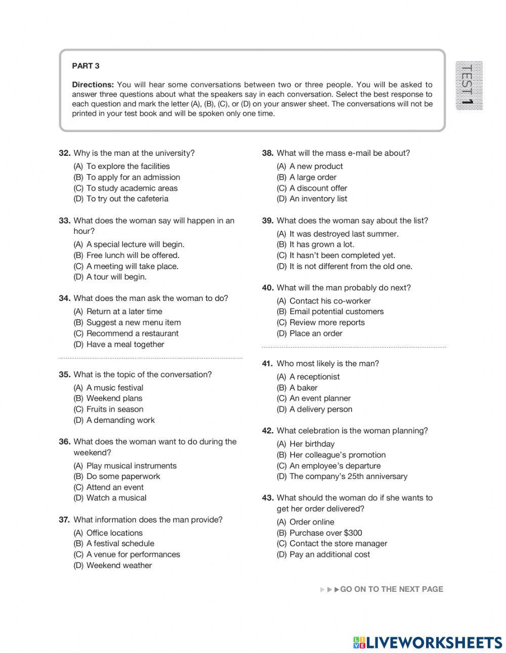 7051008 | TOEIC LISTENING - Part 3 | Duylinh