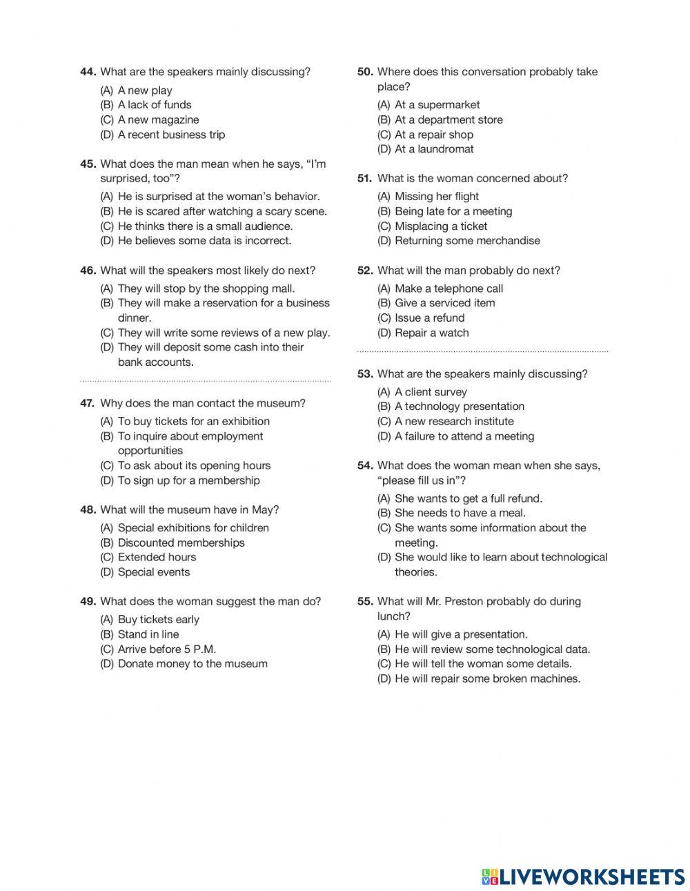 7051008 | TOEIC LISTENING - Part 3 | Duylinh