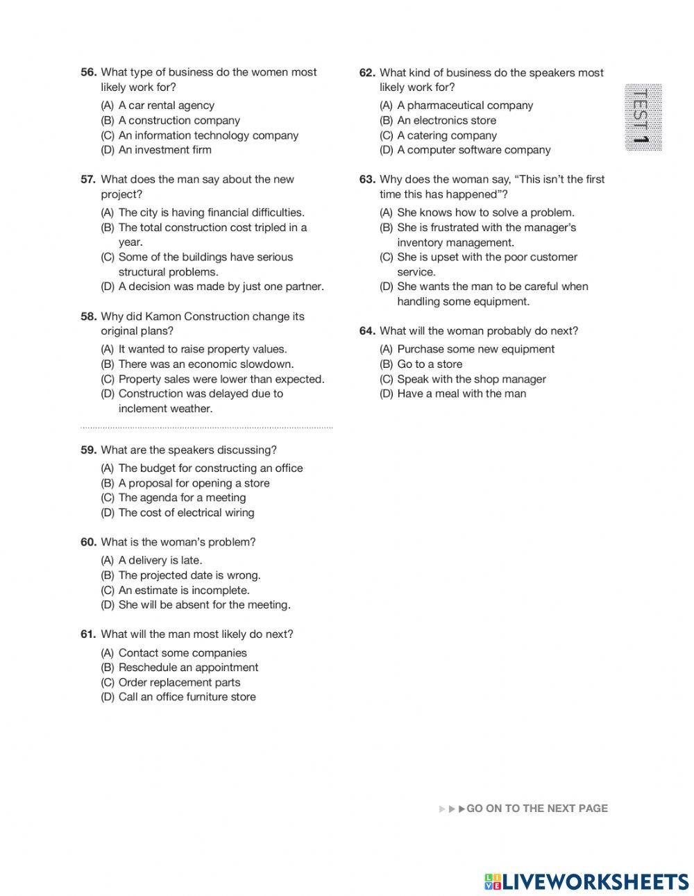 7051008 | TOEIC LISTENING - Part 3 | Duylinh