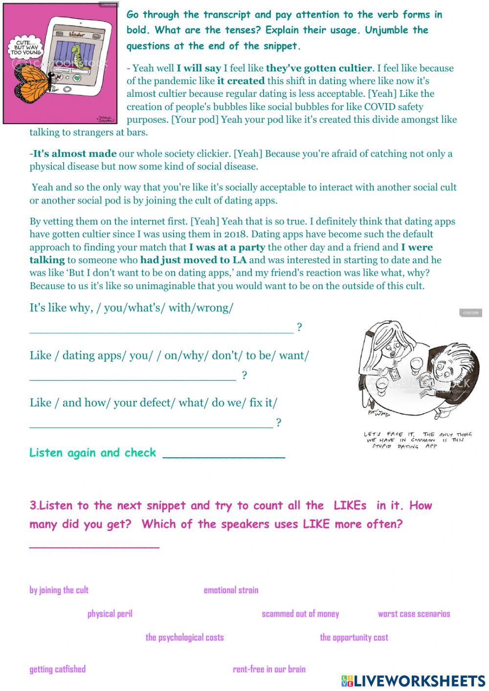 Dating Apps 1 | Free Interactive Worksheets | 7140237