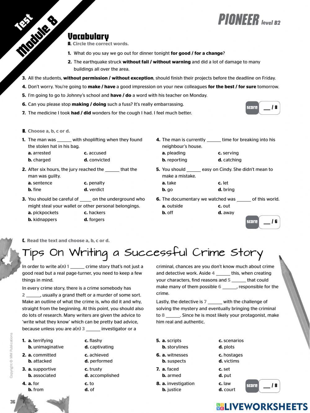 PIONEER B2 MODULE 8 online exercise for | Live Worksheets