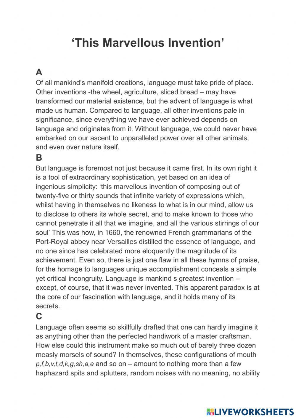 IELTS reading M… | Free Interactive Worksheets | 7149130