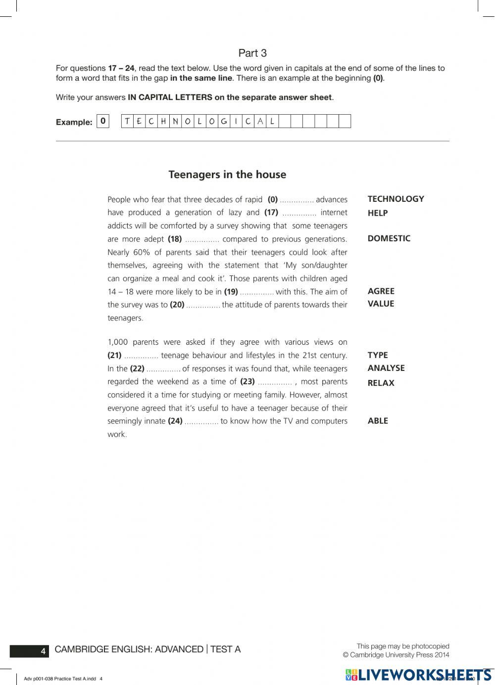 Gold CAE (Prep) online exercise for | Live Worksheets