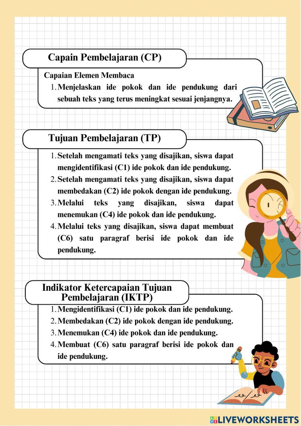 LKPD-Materi Ide Pokok dan Ide Pendukung-Kelas 4 SD(4) online exercise for | Live Worksheets