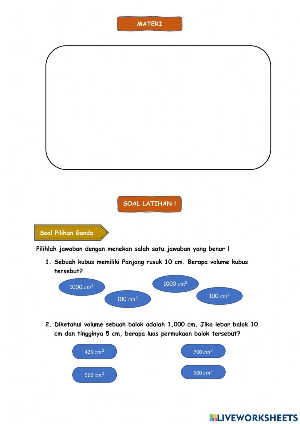 Belajar Matematika activity for 8 | Live Worksheets