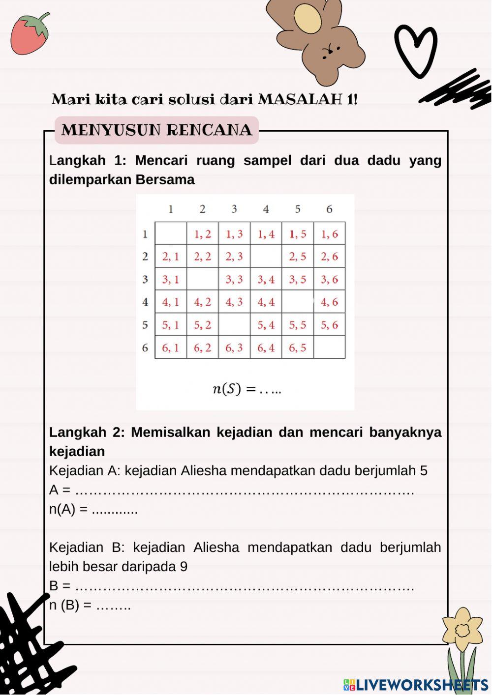 Peluang | Free Interactive Worksheets | 7021359