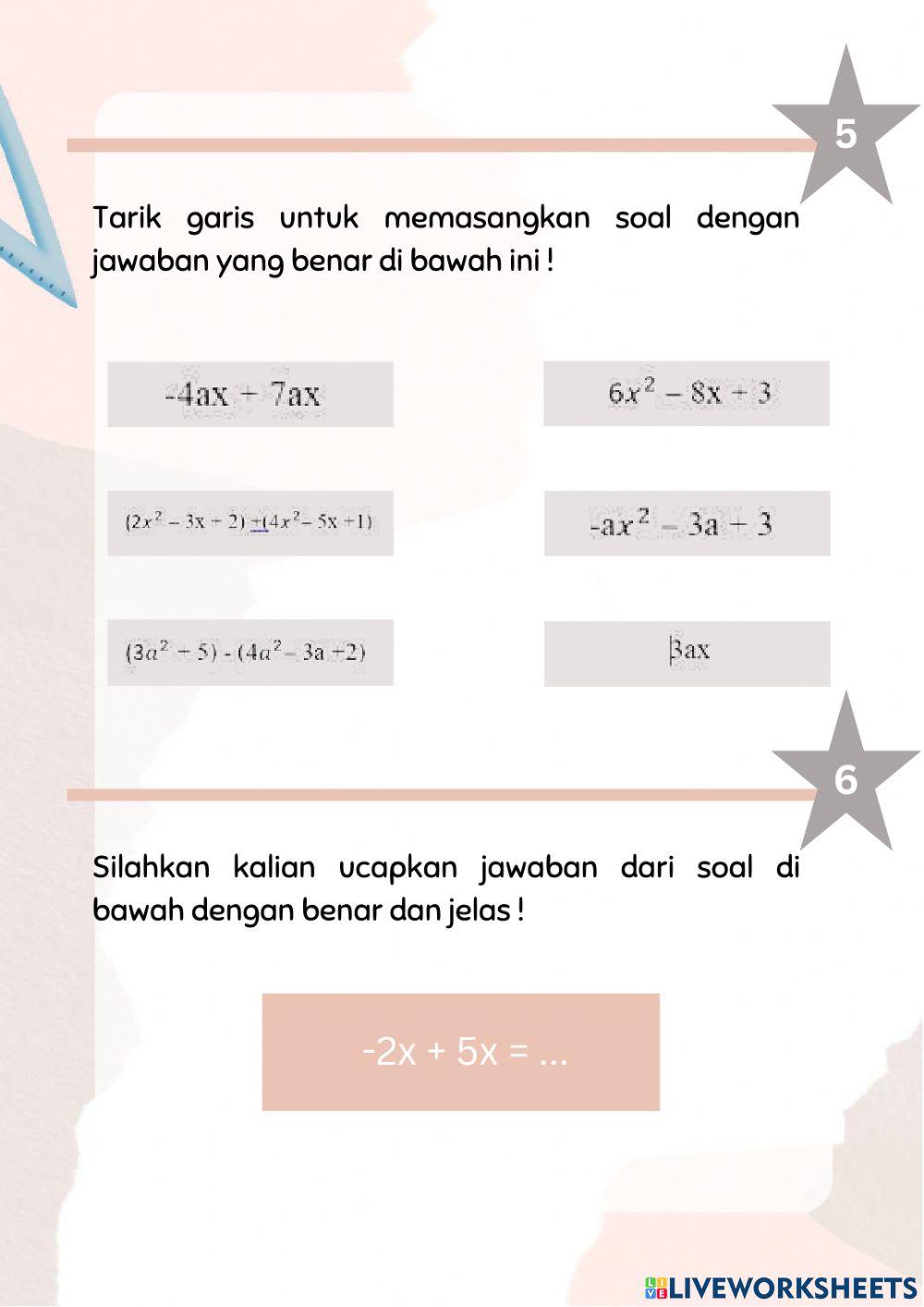 Belajar Matematika interactive worksheet for 7 | Live Worksheets