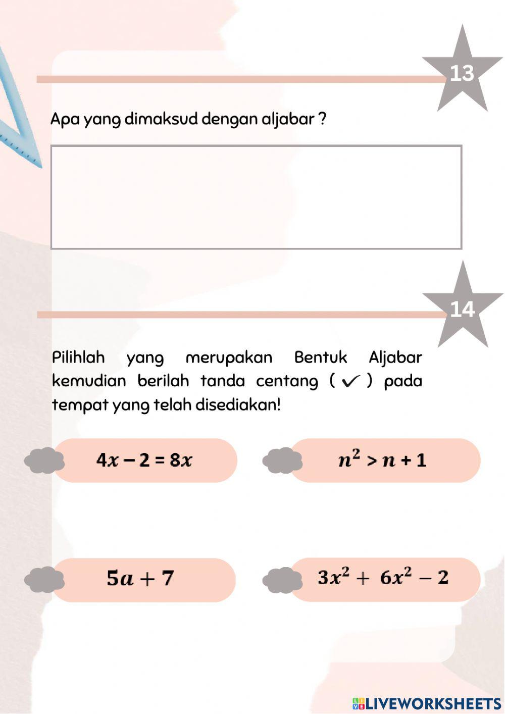 Belajar Matematika interactive worksheet for 7 | Live Worksheets