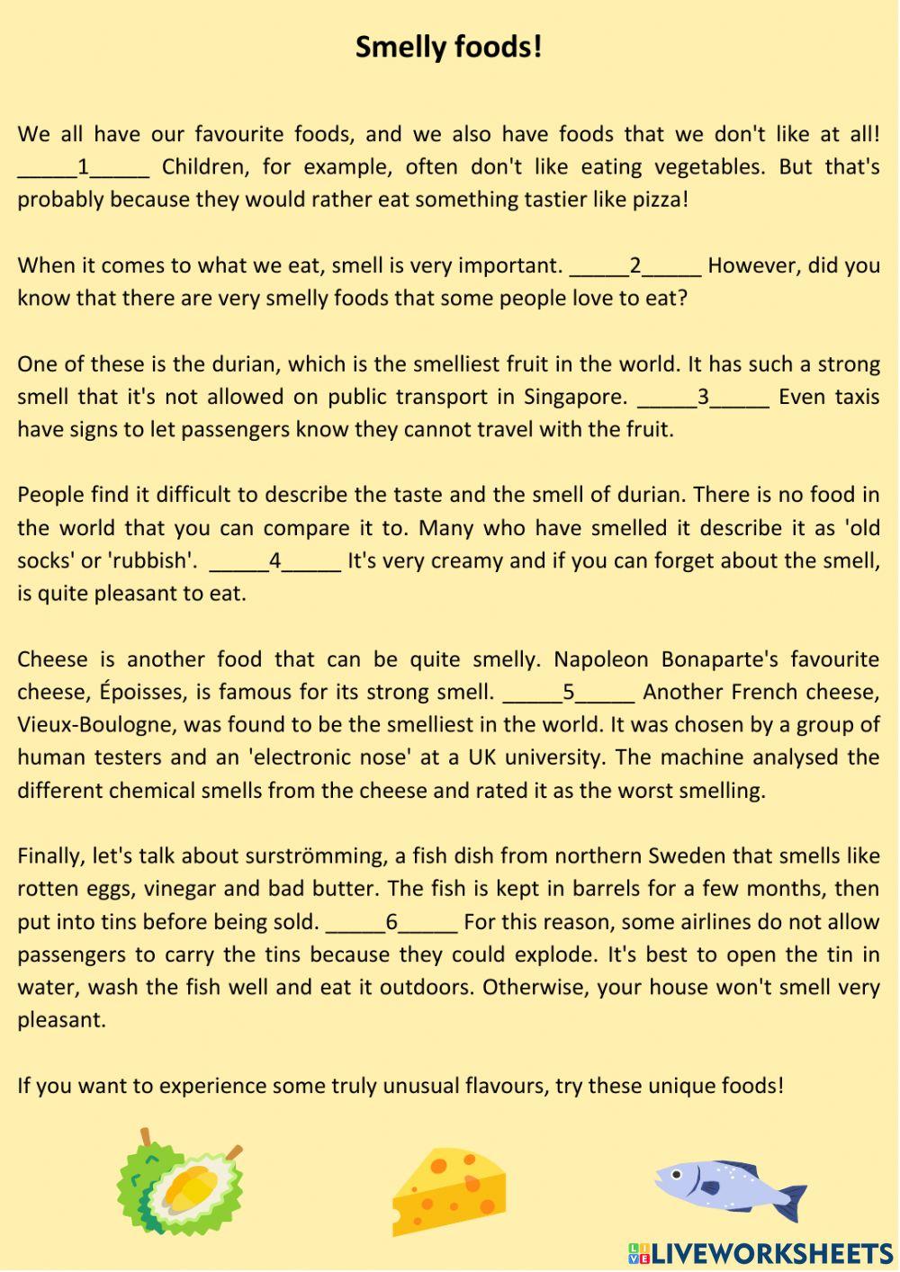 7057607 | Smelly foods | AdelineKK | LiveWorksheets