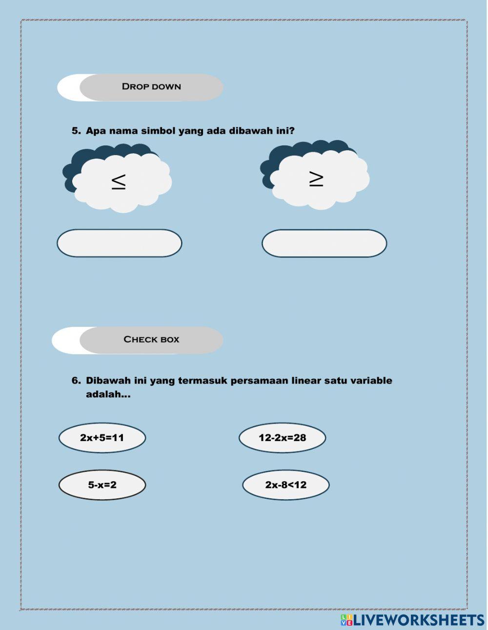 Latihan plsv & ptlsv worksheet | Live Worksheets
