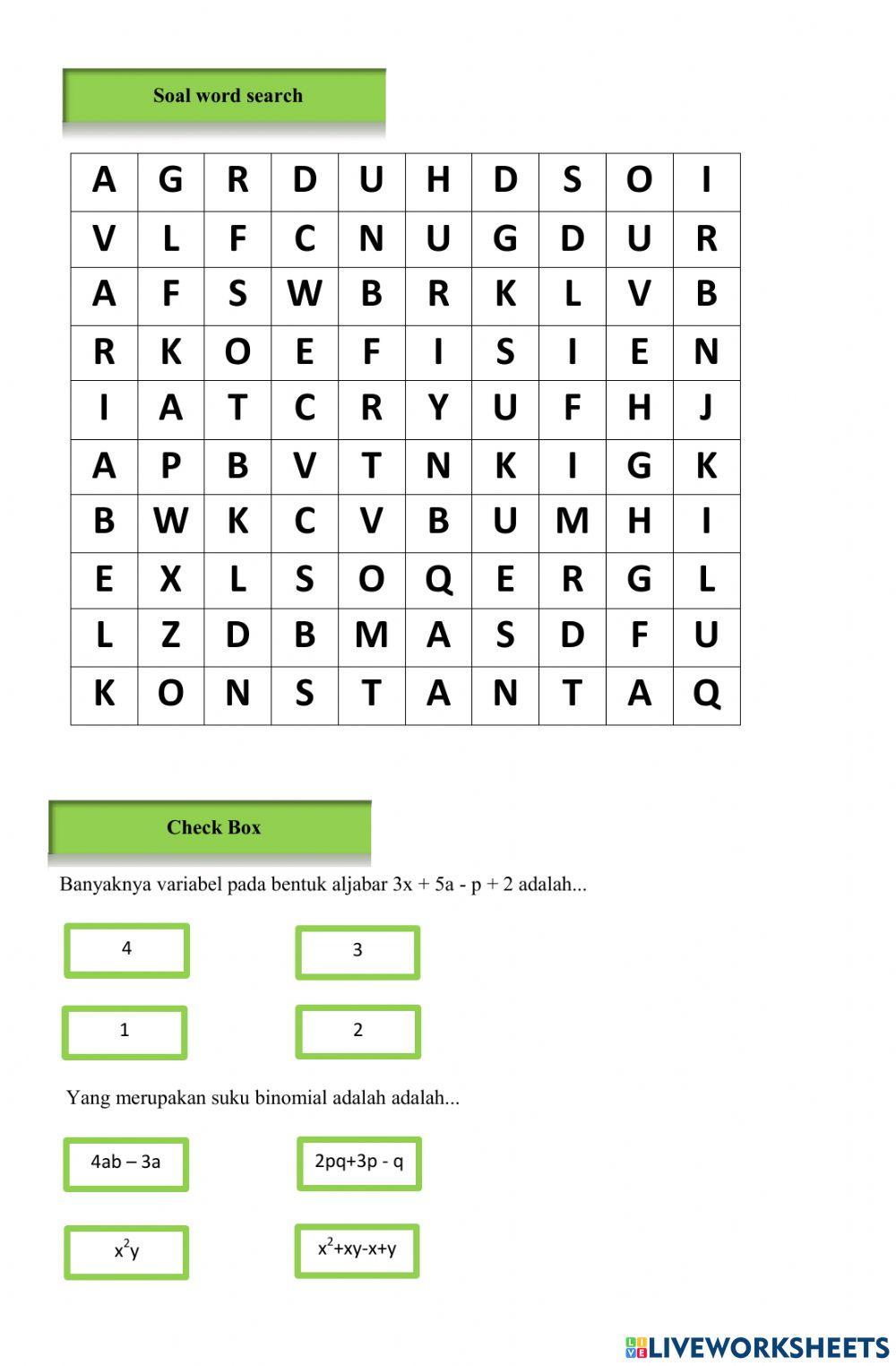 Belajar Matematika activity for 7 | Live Worksheets