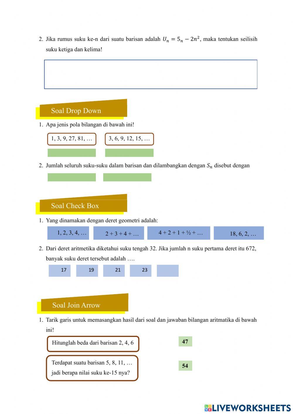 Belajar Matematika exercise for XI | Live Worksheets