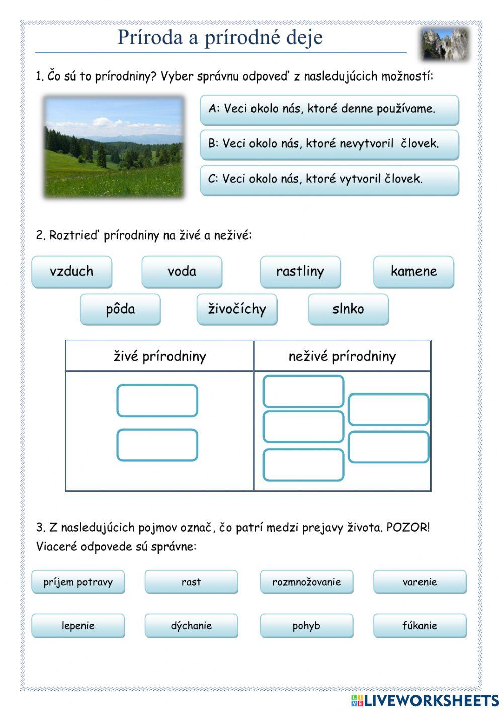 Príroda a prírodné deje 7021873 | Mária Poliaková | Live