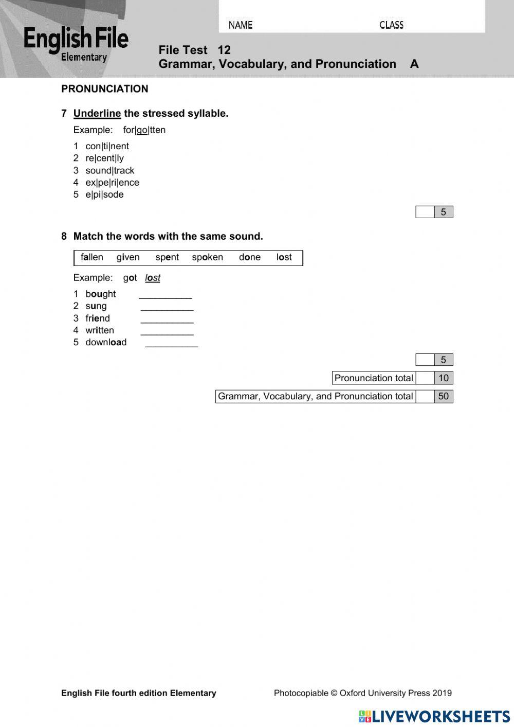 English File Un… | Free Interactive Worksheets | 7030779