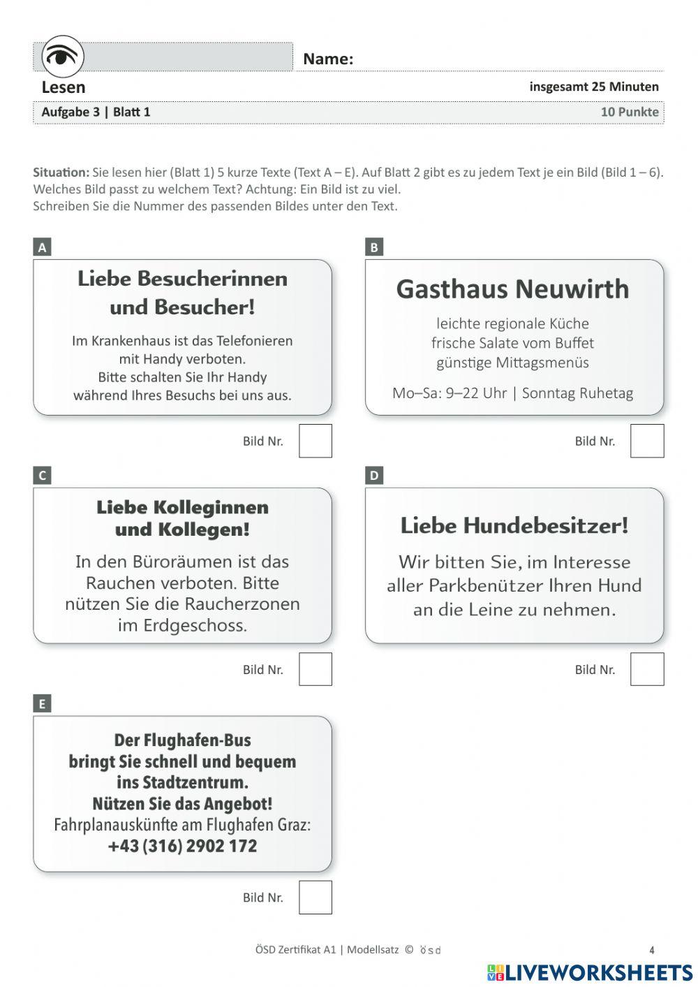 ÖSD ZA1 online exercise for | Live Worksheets