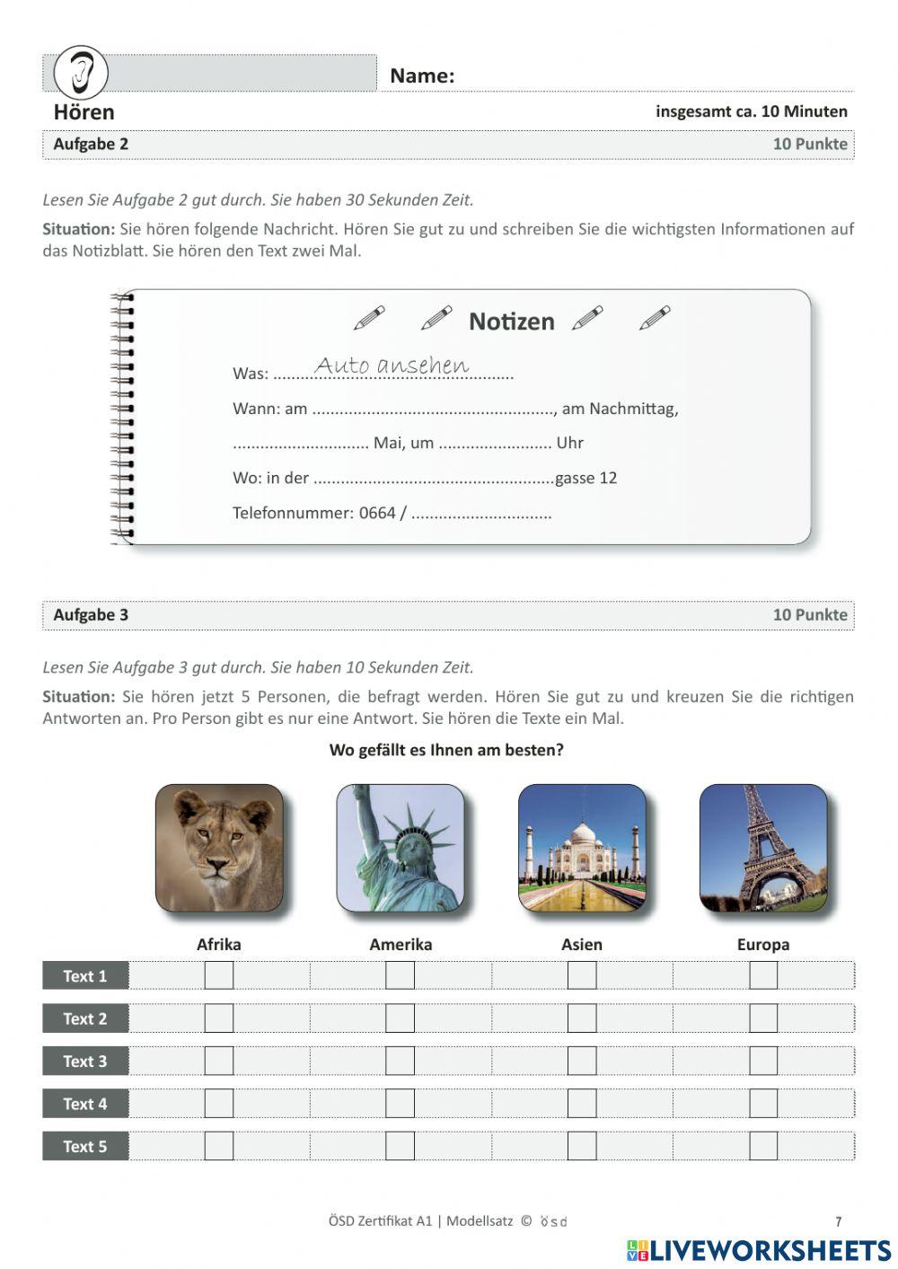 ÖSD ZA1 online exercise for | Live Worksheets