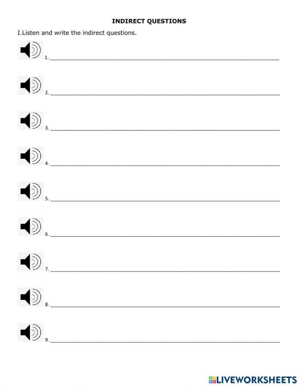 Indirect Quesit… | Free Interactive Worksheets | 7022047