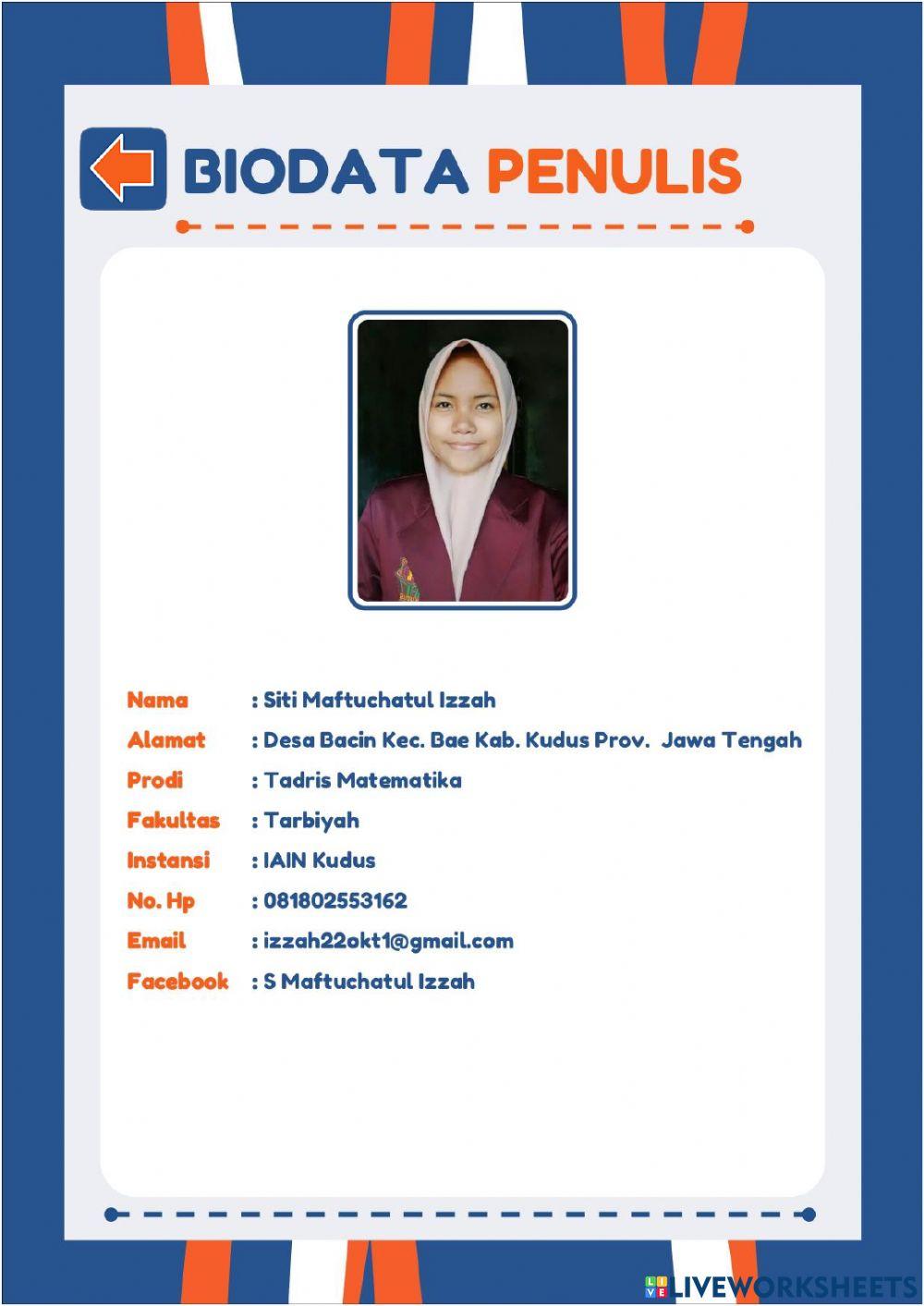 Biodata-Penulis online exercise for | Live Worksheets