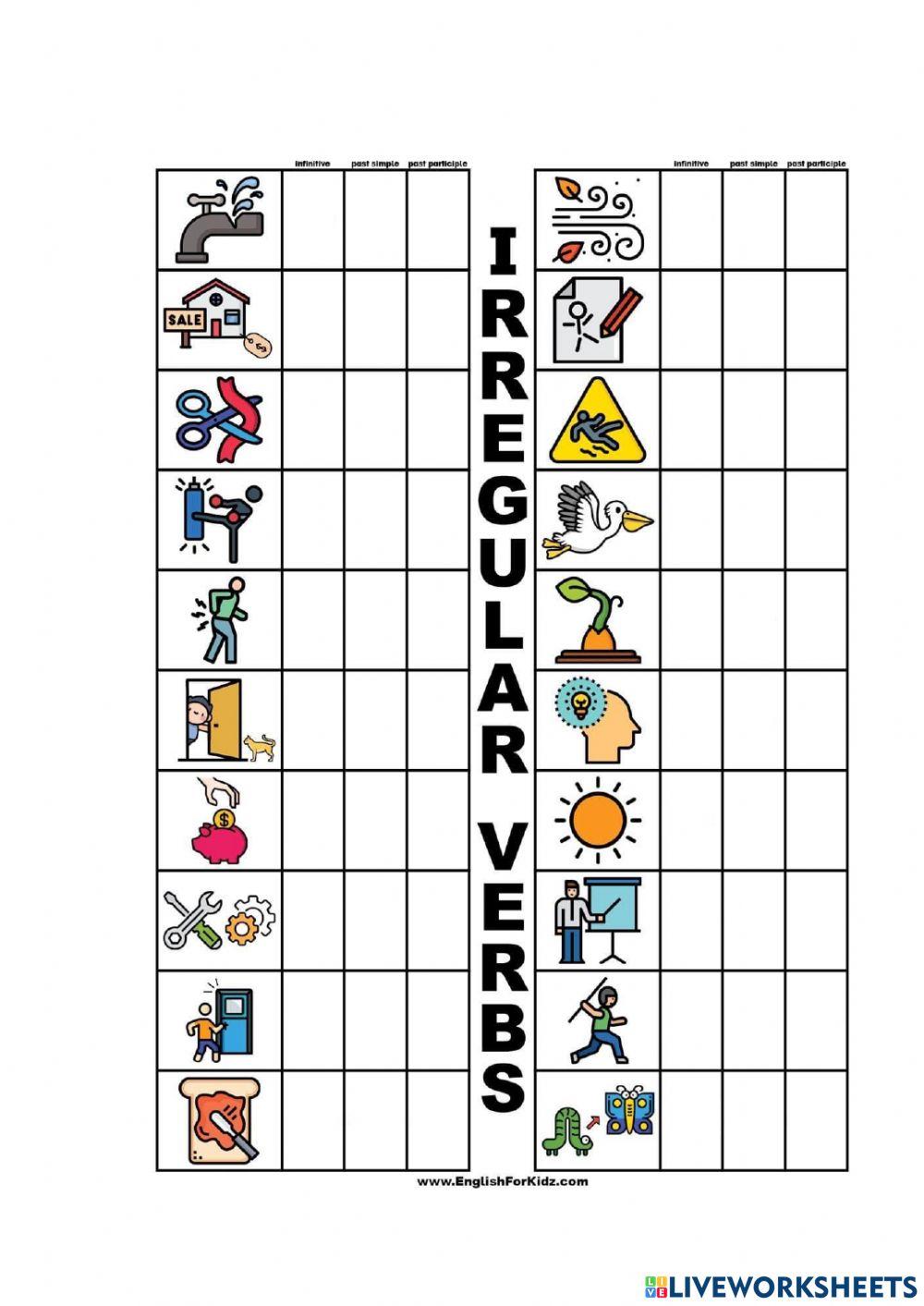 100 irregular verbs interactive worksheet | Live Worksheets