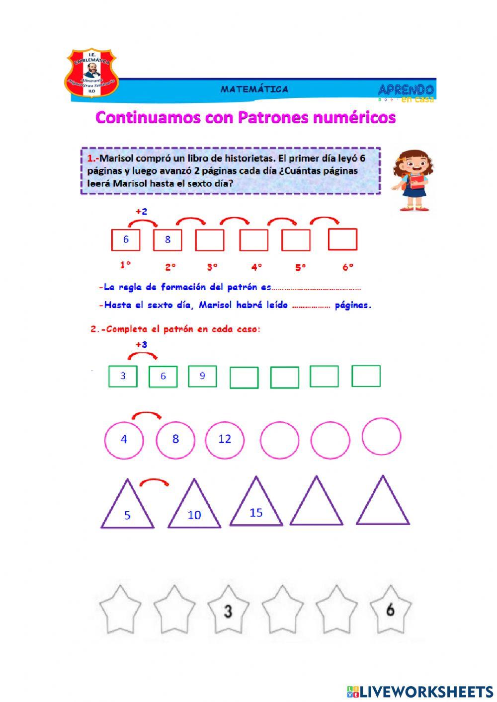 PATRONES NUMERICOS PARA SEGUNDO GRADO online exercise for | Live Worksheets