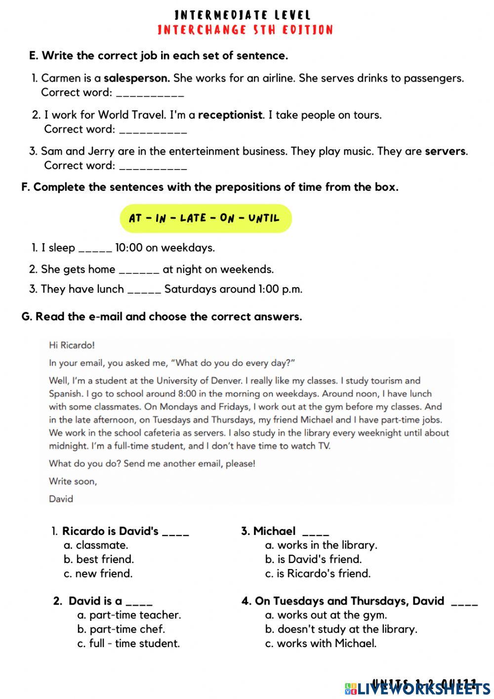 Interchange 5th Edition Quiz Units 1-2 Worksheet Live, 59% OFF Interchange 5th Edition Quiz Units 1-2 Worksheet Live, 59% OFF
