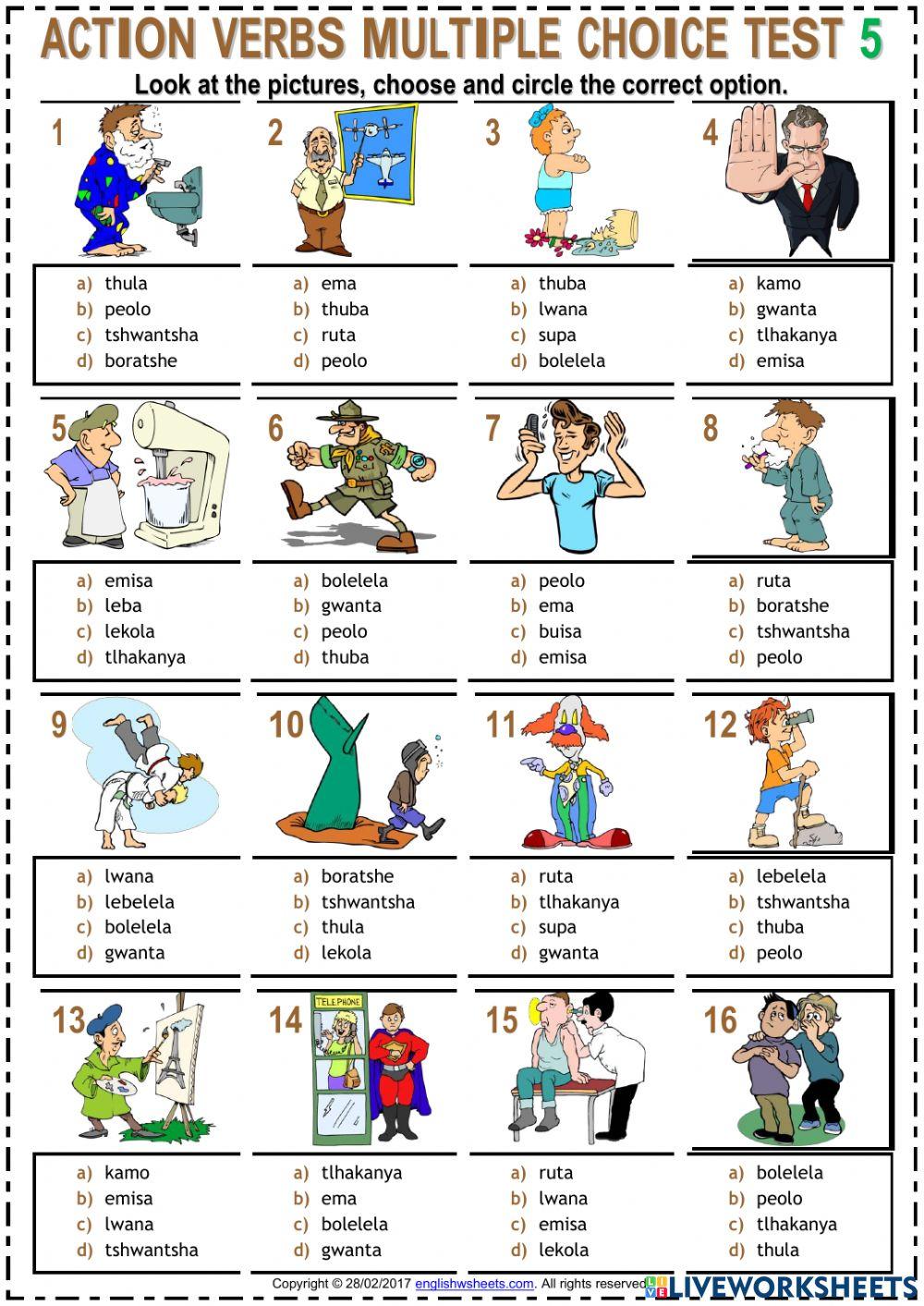 action verbs 2 | Free Interactive Worksheets | 7059303