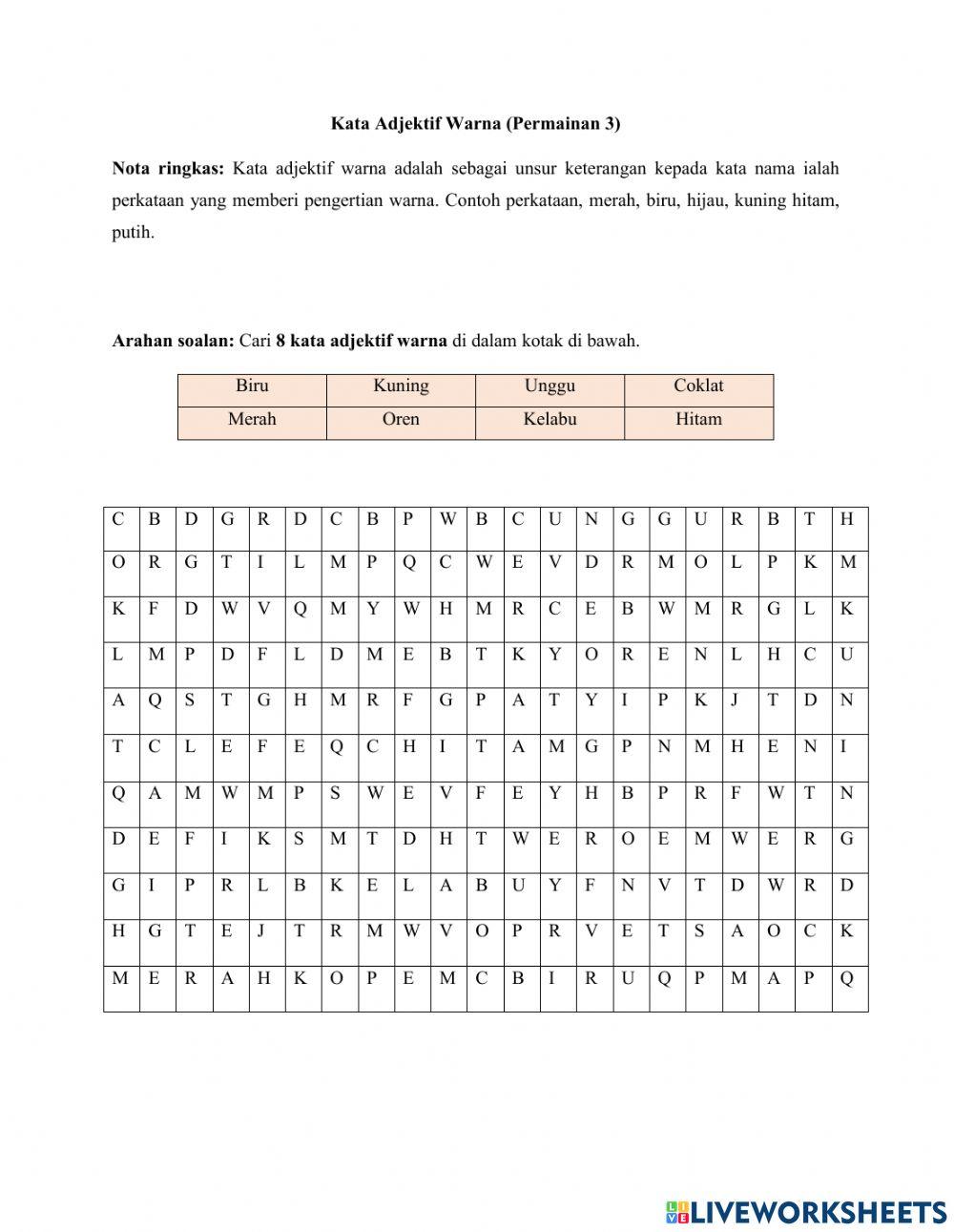 5 KATA ADJEKTIF online exercise for | Live Worksheets