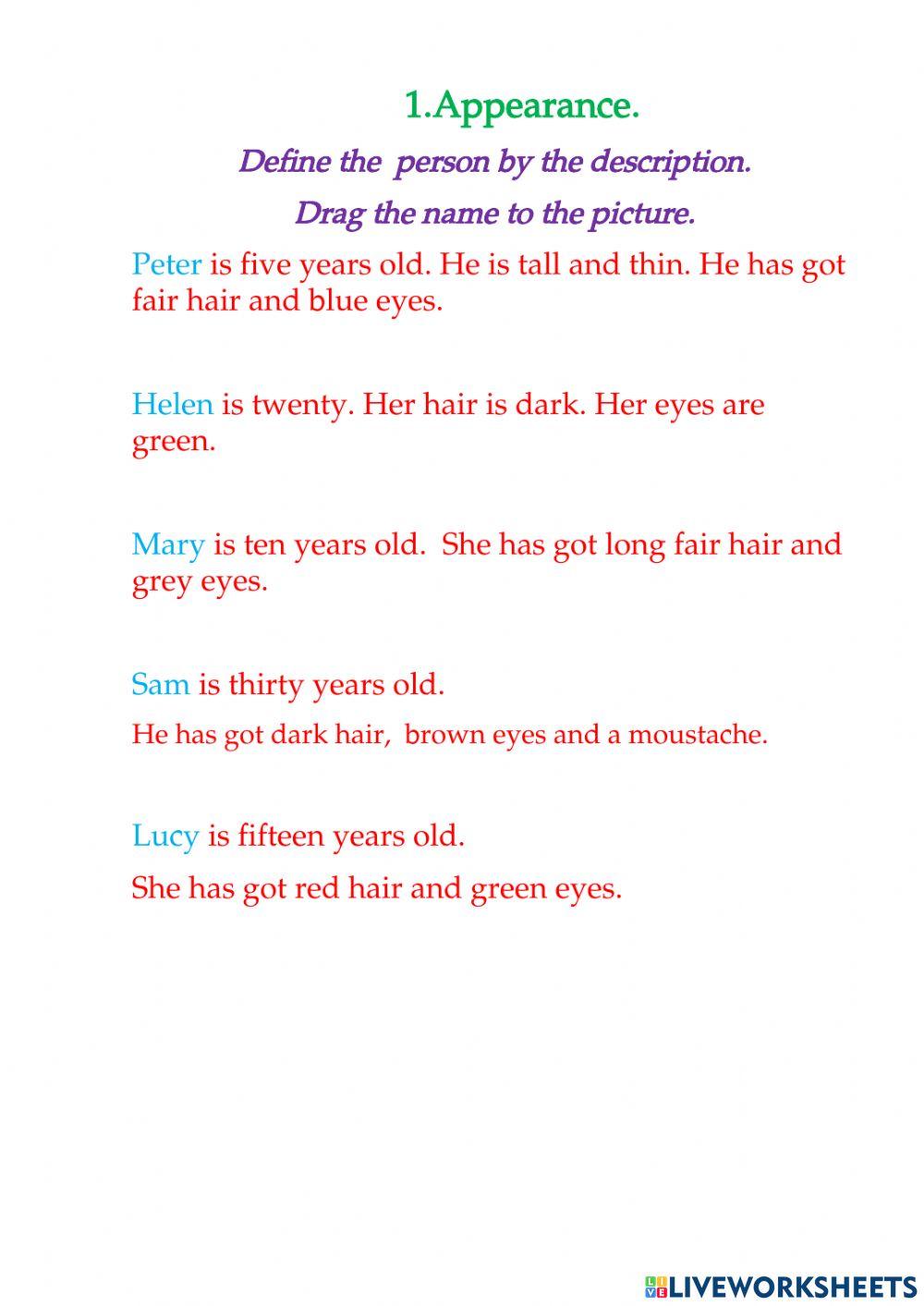 Appearance 7023826 | ASAYS | Live Worksheets