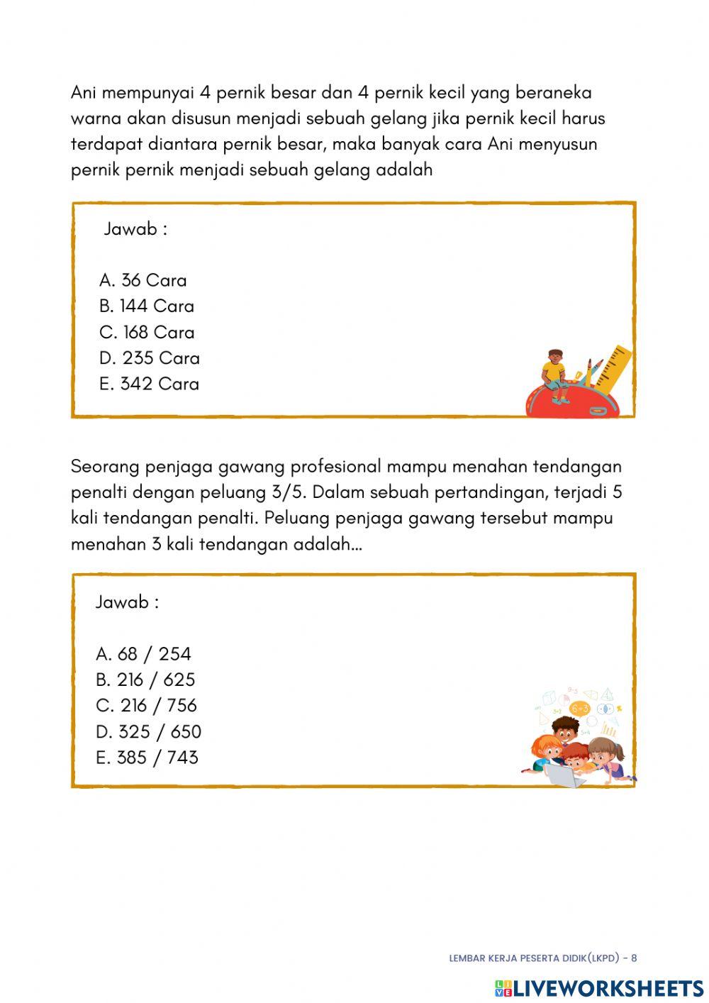 Peluang. worksheet | Live Worksheets