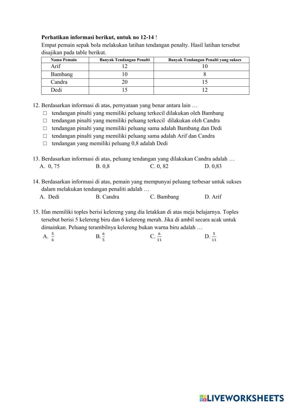 Perbaikan PSAT worksheet | Live Worksheets
