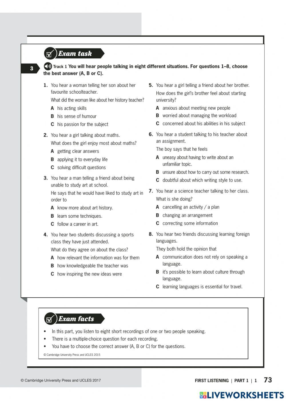 Fce interactive exercise for 11 | Live Worksheets