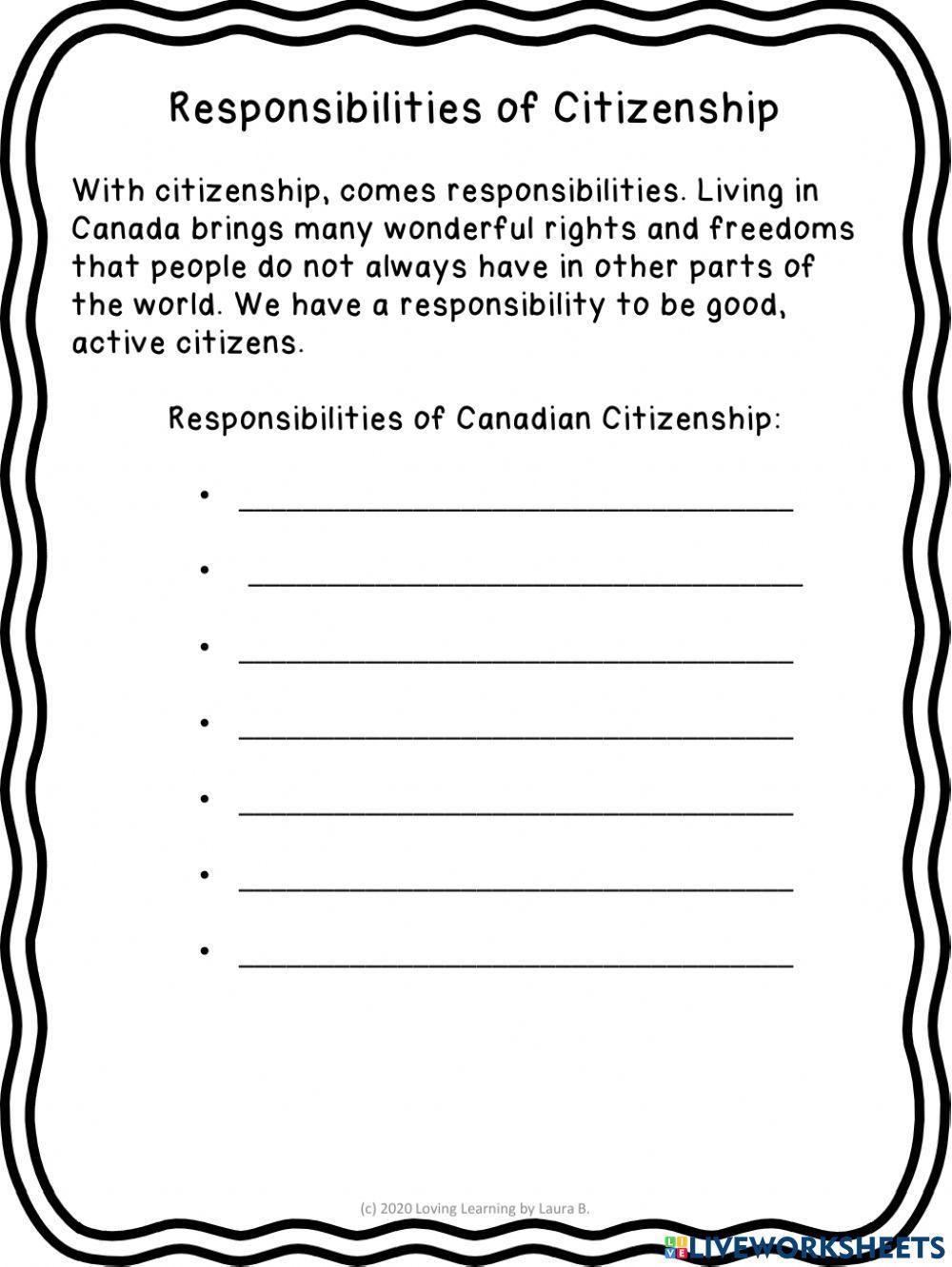 Rights and responsibilities online exercise for | Live Worksheets