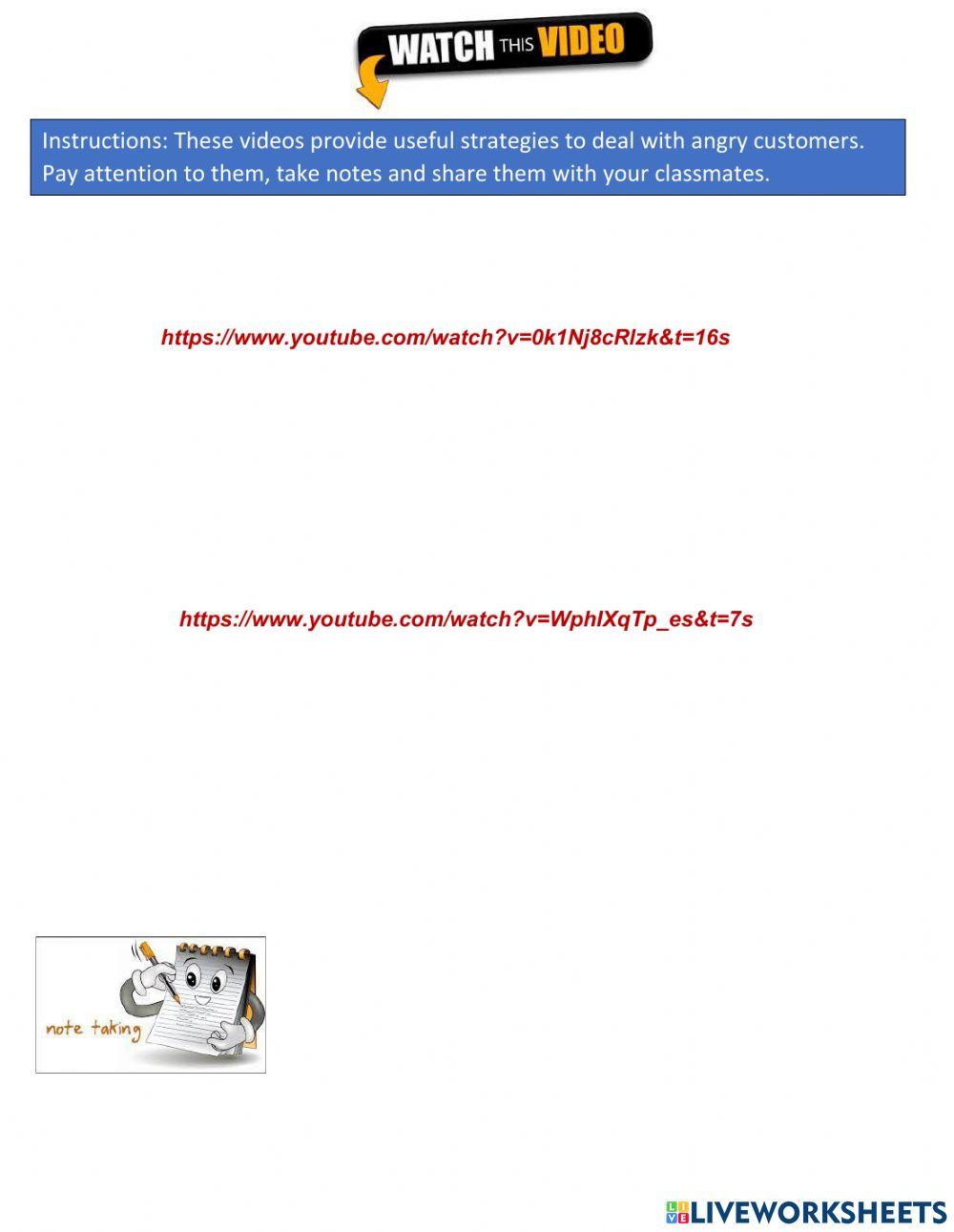 Customer service | Free Interactive Worksheets | 7024572