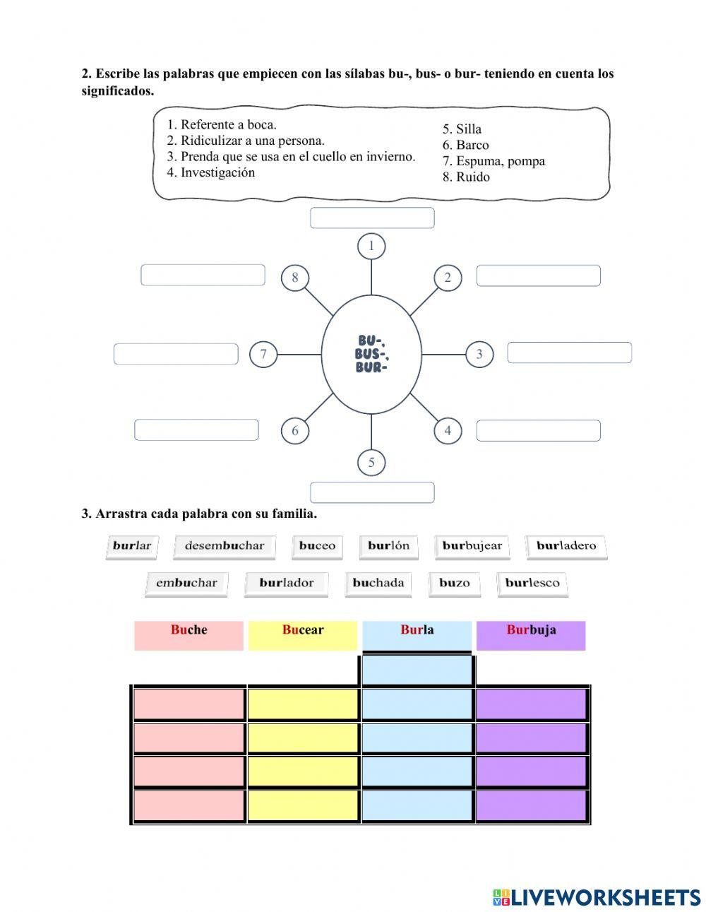 Bu, bur, bus interactive worksheet | Live Worksheets