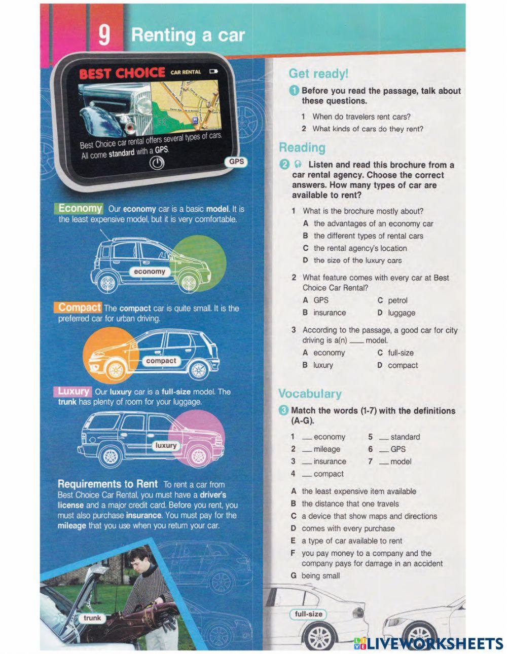 7024835 | Renting a car | SLVNCPR | LiveWorksheets