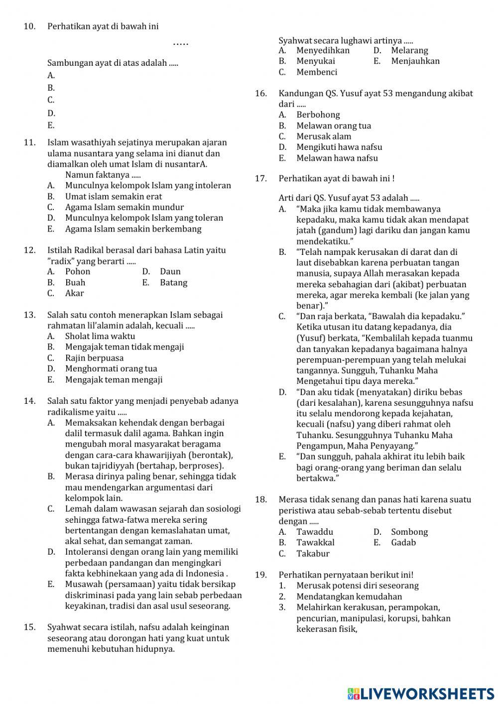 Akidah akhlak 7024840 | mamansyaulhuda | Live Worksheets