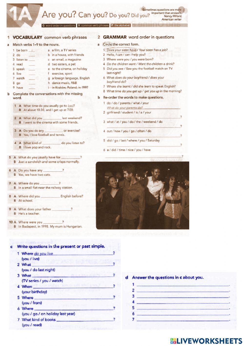 1A Workbook worksheet | Live Worksheets