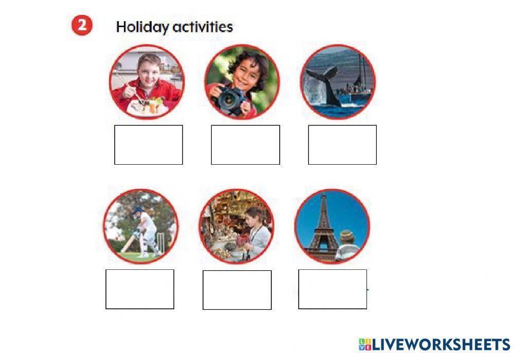 Pdf online worksheet: Holiday activities | Live Worksheets