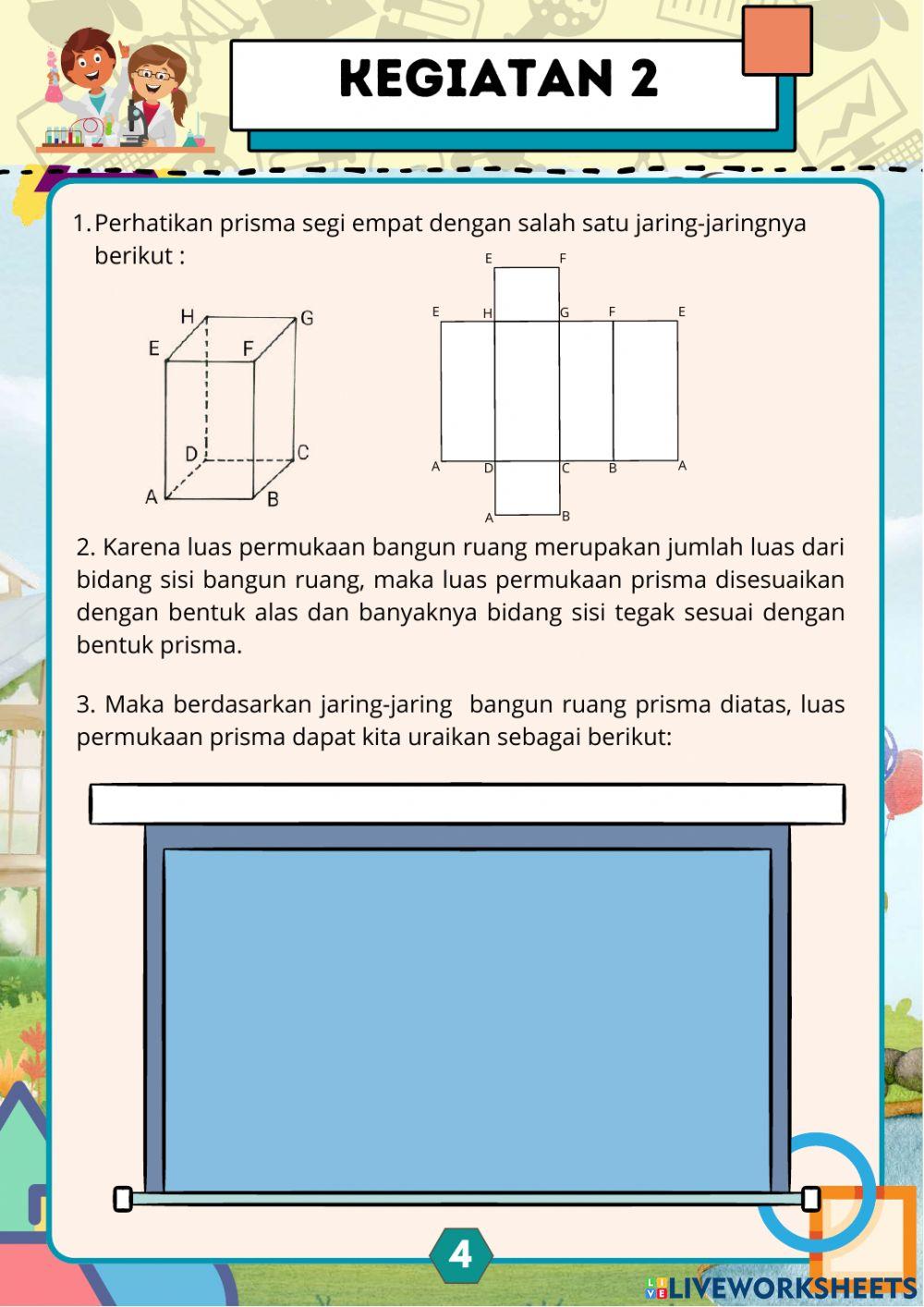 LKPD Pencarian Rumus Volume dan Luas Permukaan Prisma worksheet | Live ...