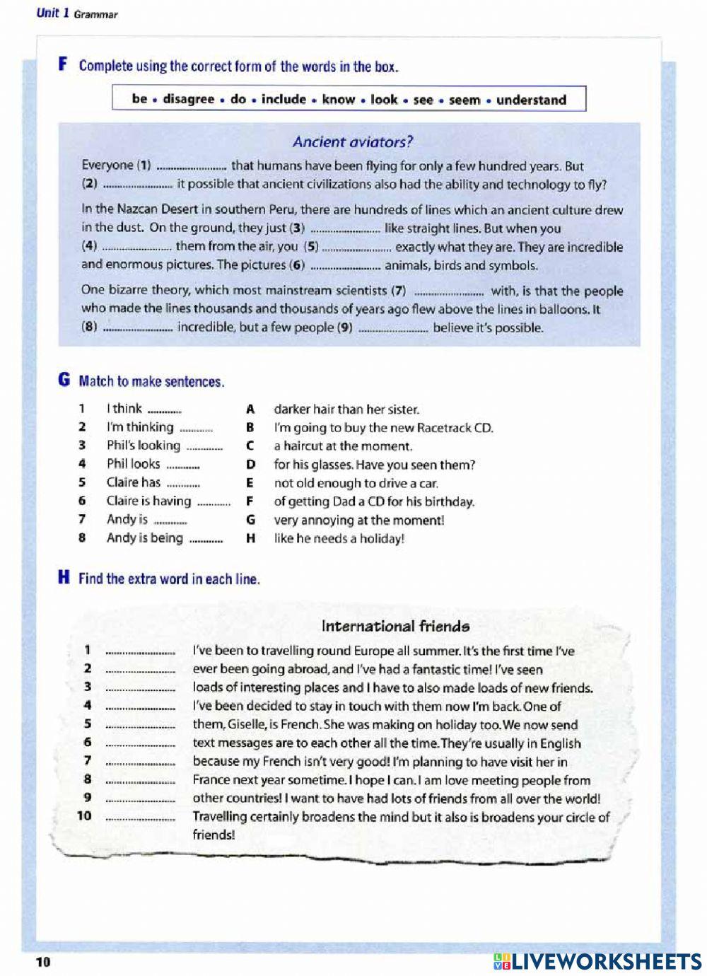 Grammar - HW worksheet | Live Worksheets