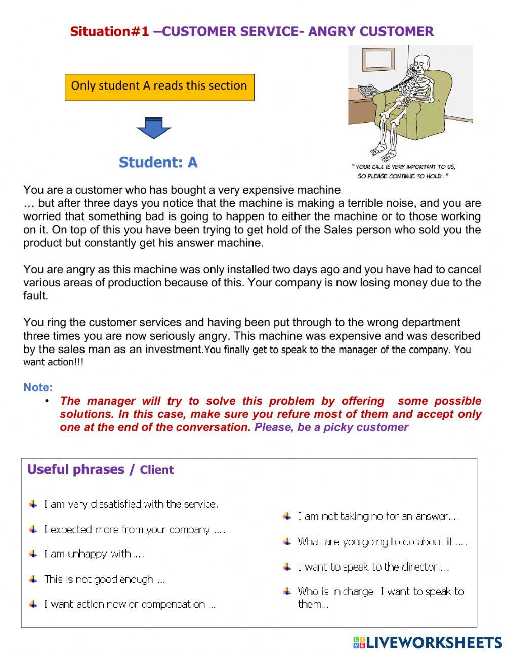 Customers compl… | Free Interactive Worksheets | 7025263