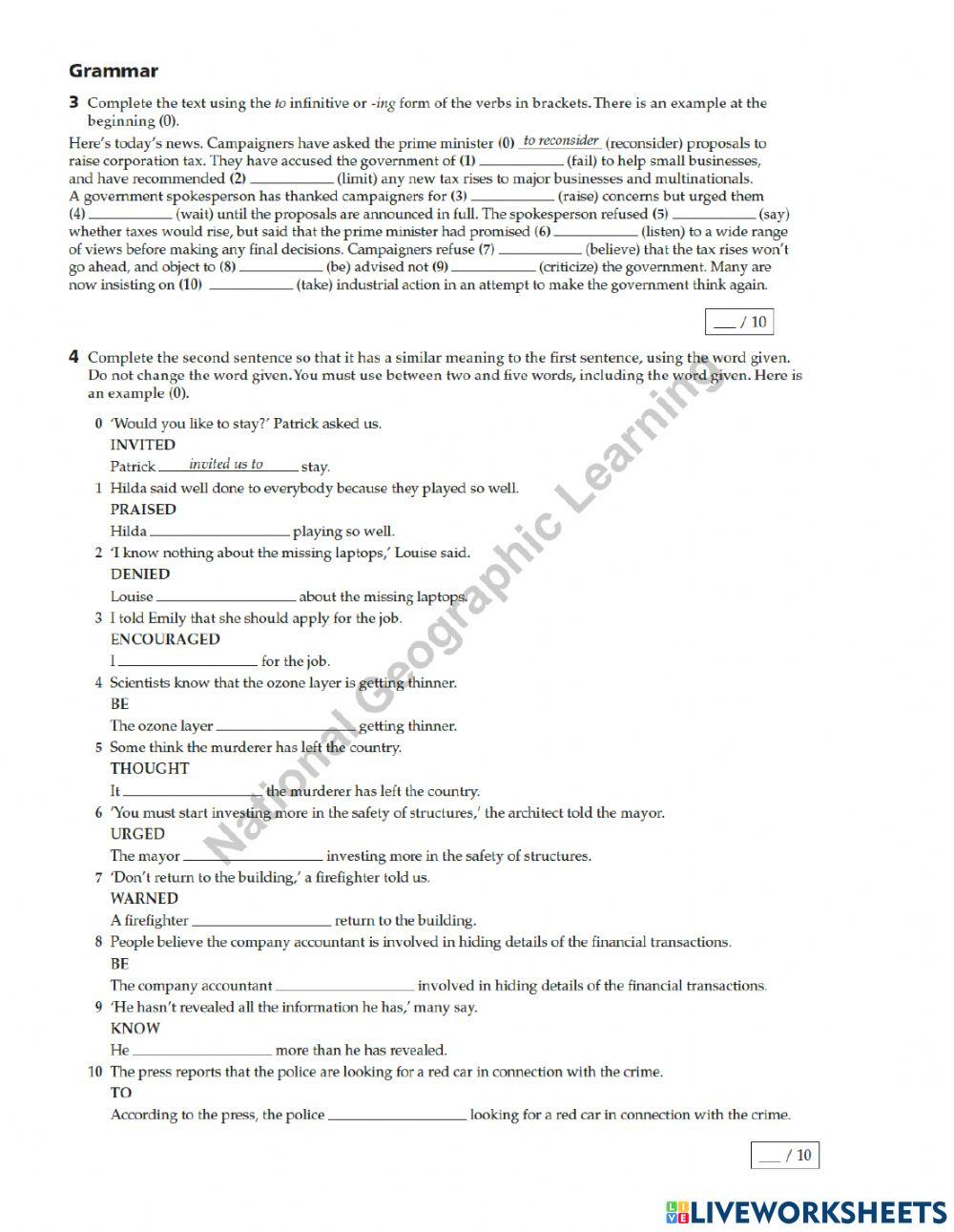 B2.3 Unit 9 Practice online exercise for | Live Worksheets
