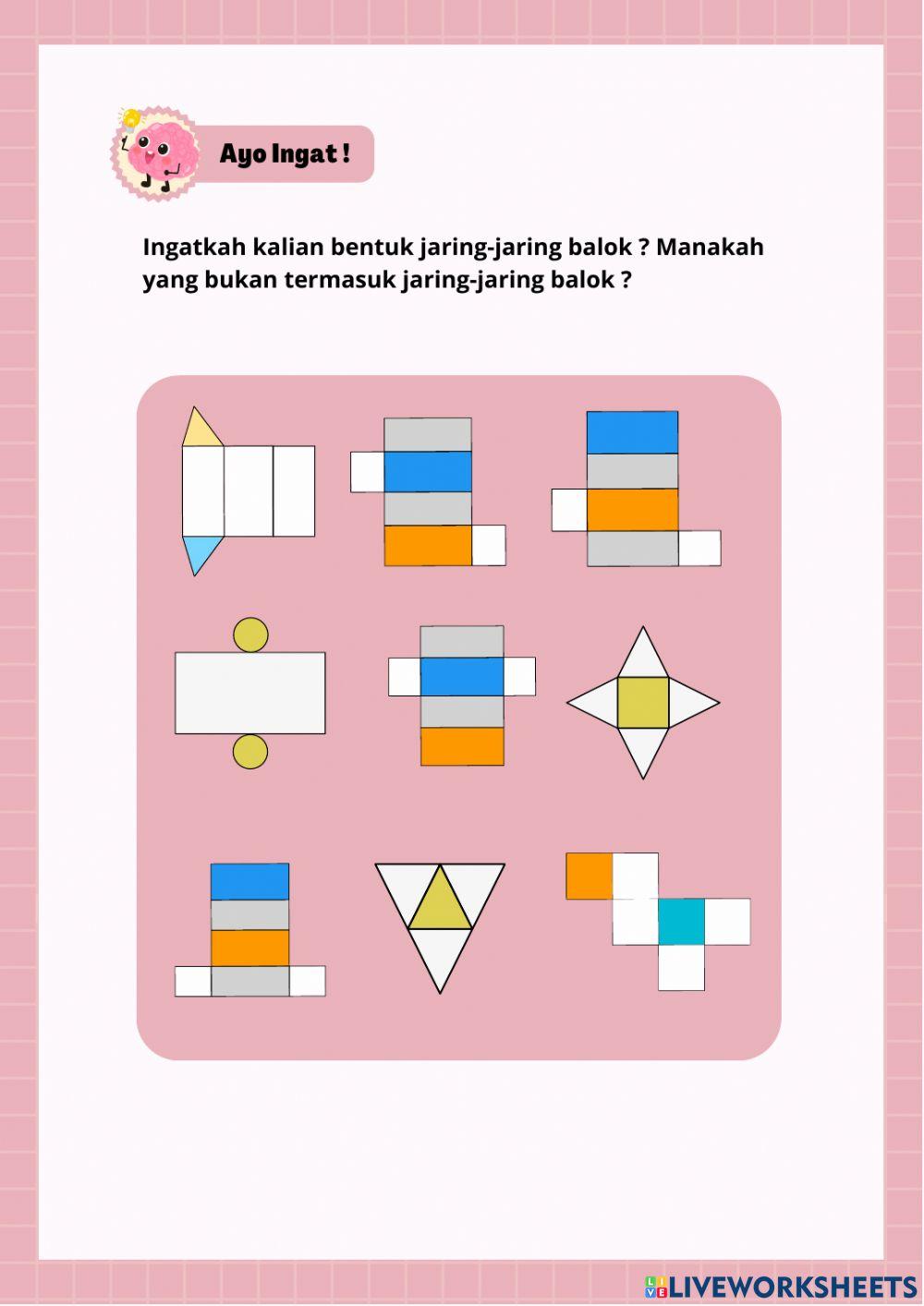 Luas Permukaan dan Volume Balok worksheet | Live Worksheets