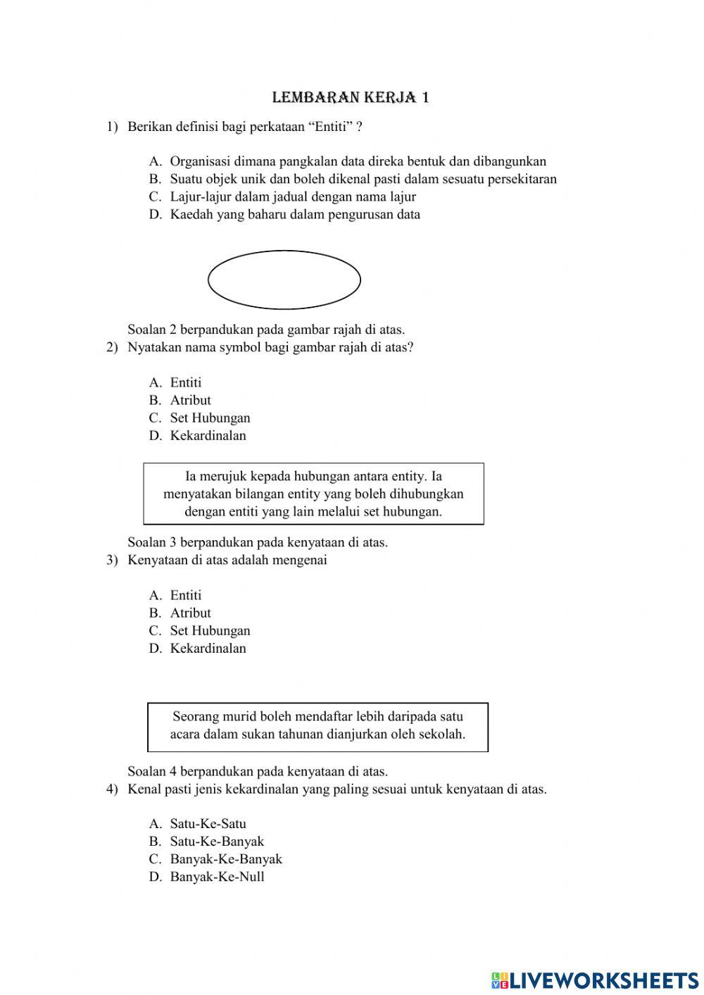Pangkalan Data interactive activity | Live Worksheets
