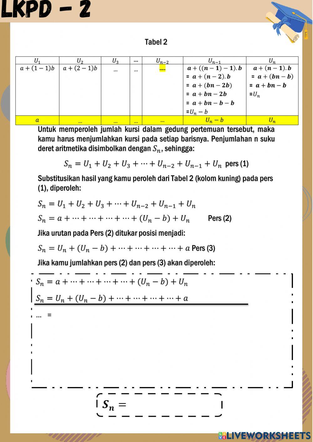 Deret Aritmetika | Live Worksheets