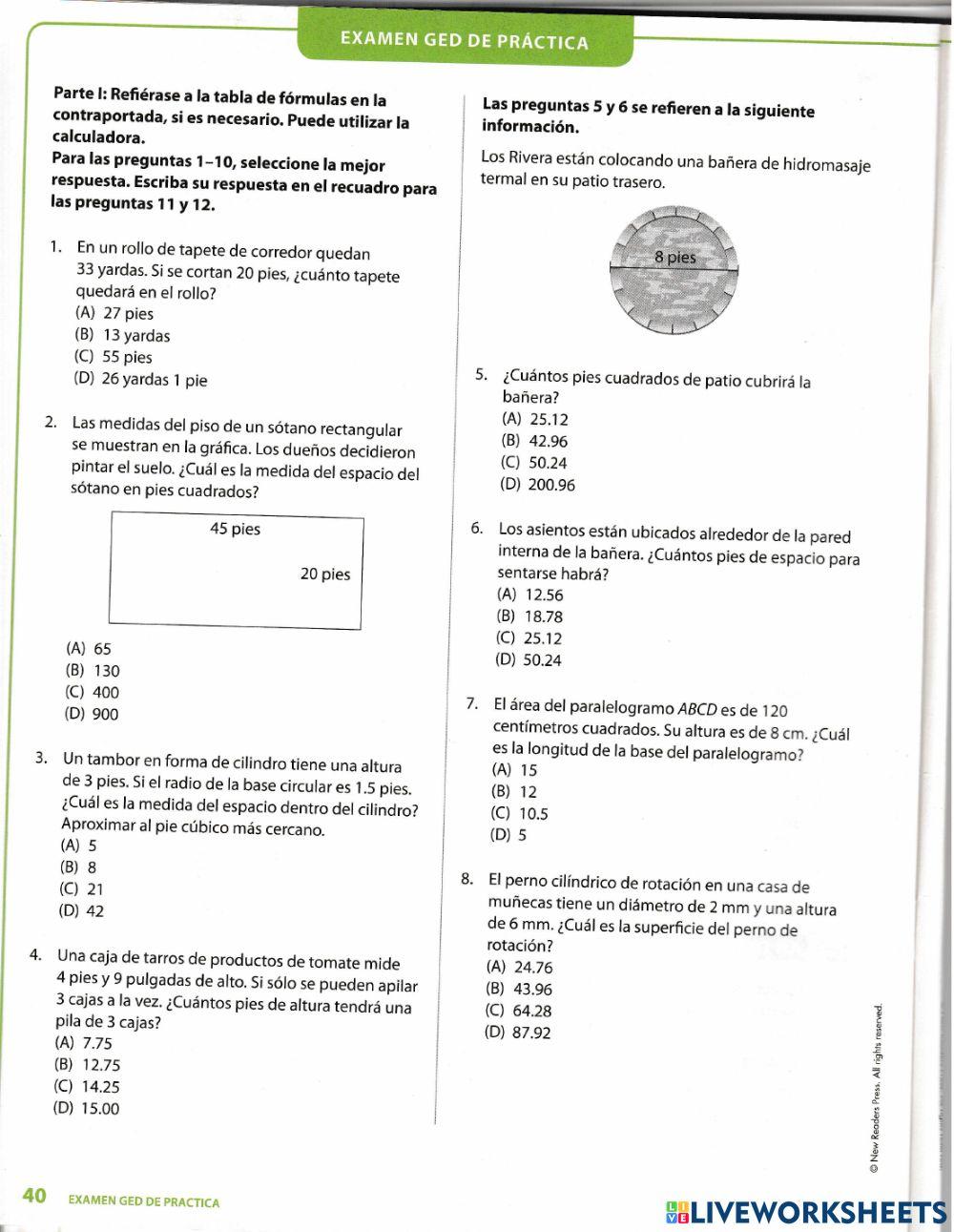 Math- Practice Test online exercise for | Live Worksheets
